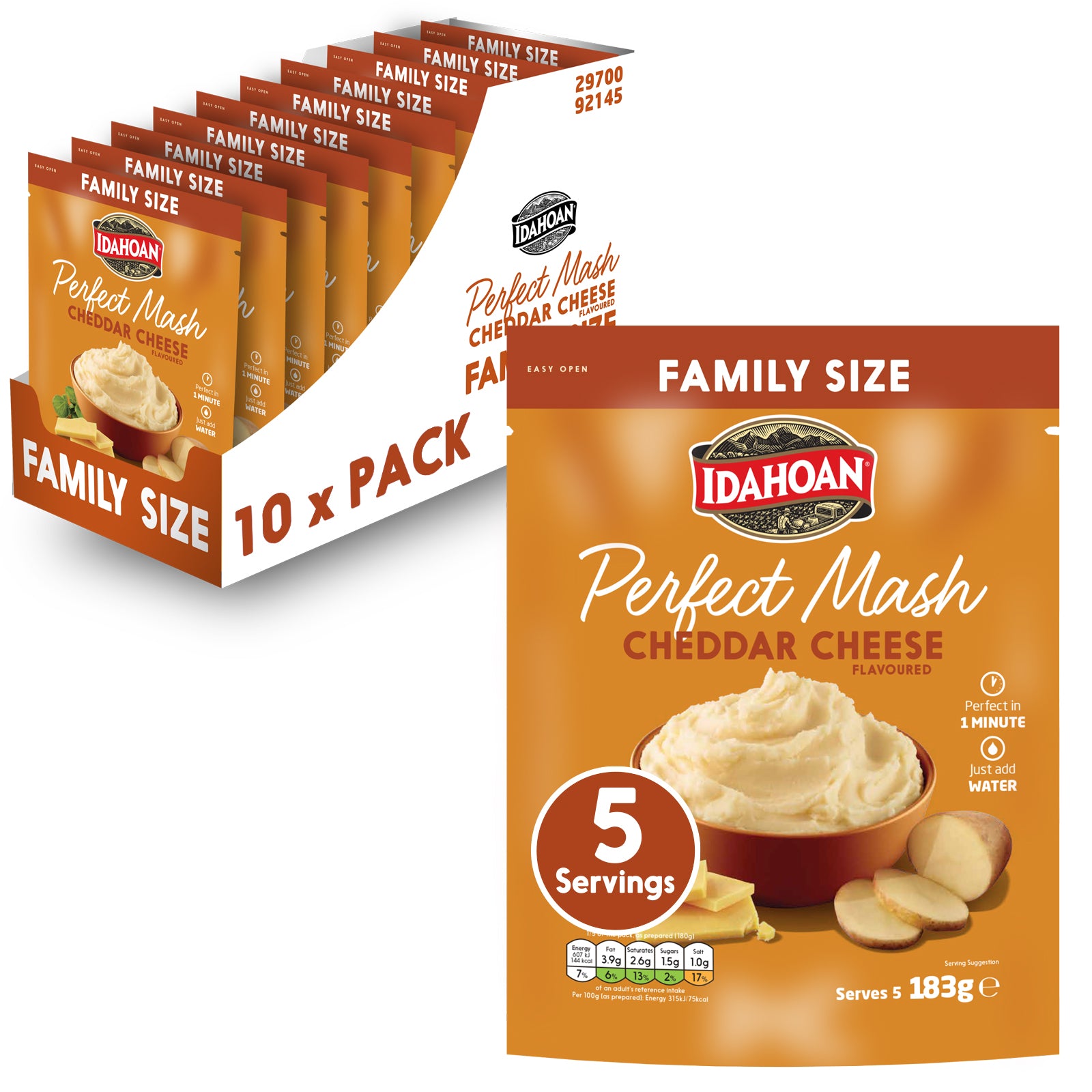 Idahoan Perfect Mash Cheddar Cheese 183g Sachet FAMILY size Case | Good ...